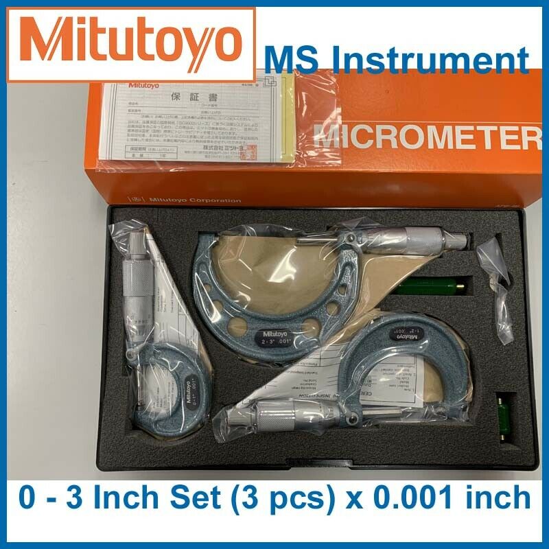 Mitutoyo 103-929 Outside Micrometer Set 0-3" Inch Imperial Australia ...